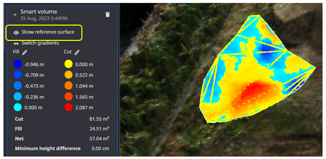 How to calculate the soil volume using the selected area as the ...
